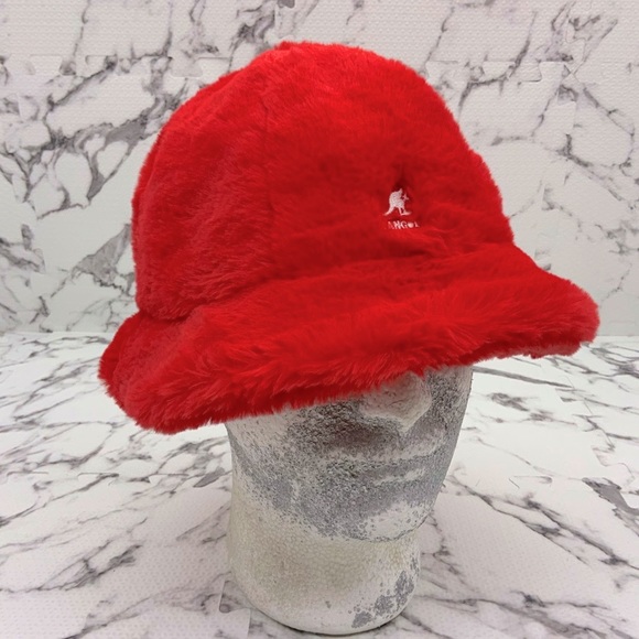 Kangol | Accessories | Mens Kangol Red Faux Fur Fuzzy Casual Bucket Hat ...